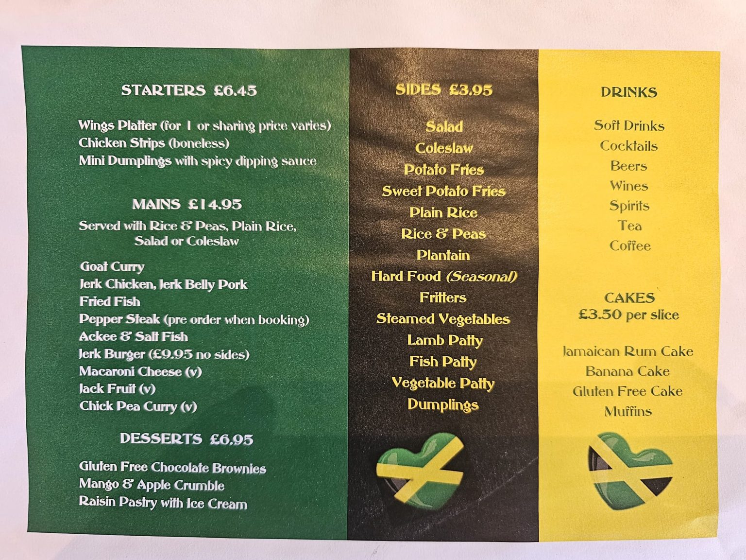 Menus – One Love The Melting Pot
